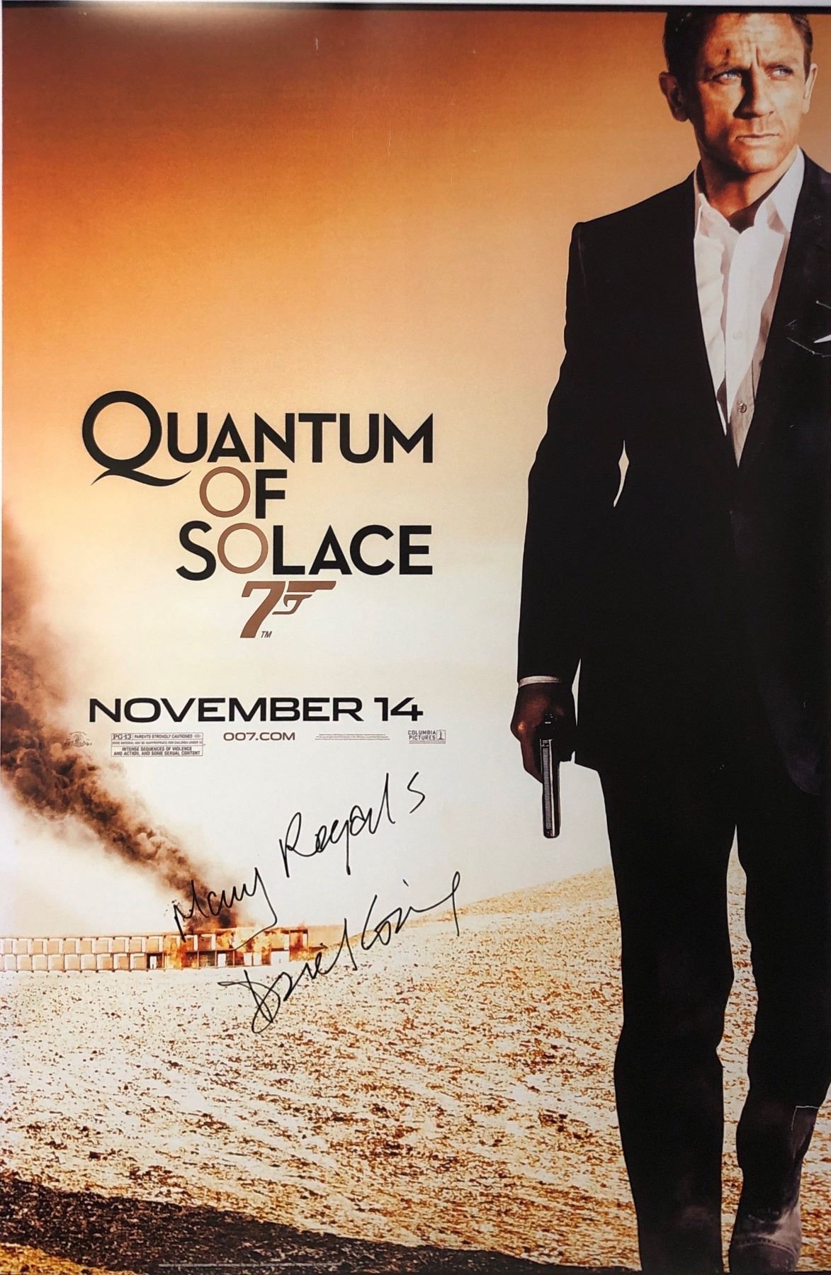 Daniel Craig Autograph Signed James Bond 007 Quantum of Solace Poster