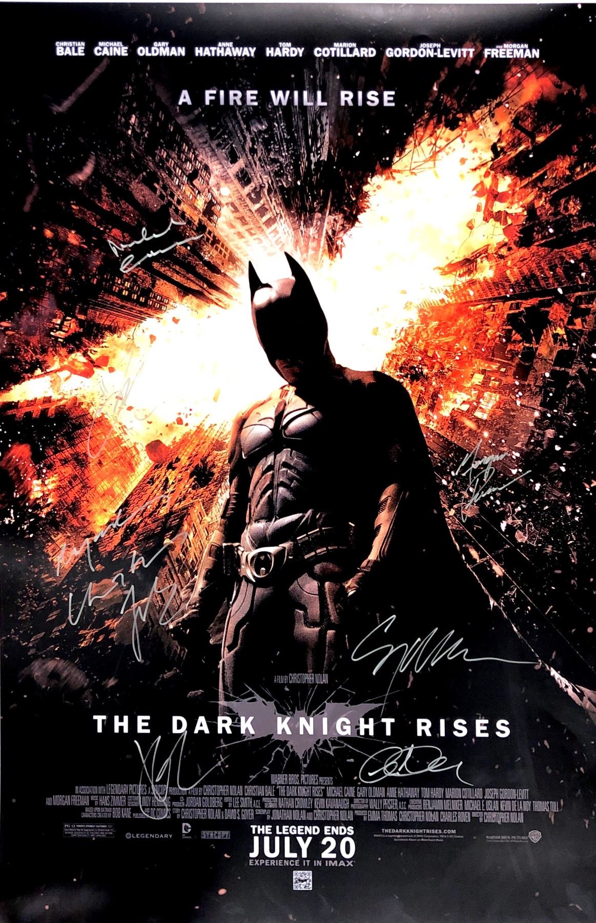Autograph Signed Batman Dark Knight Rises Poster