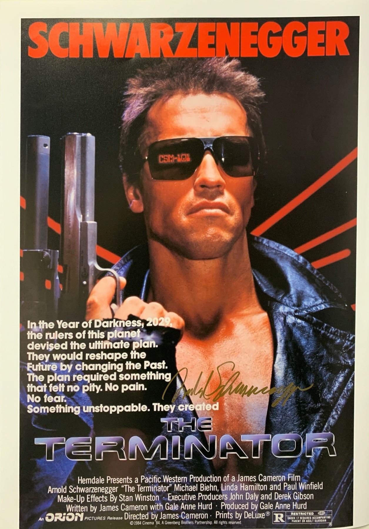 Arnold Schwarzenegger Autograph Signed Terminator Poster
