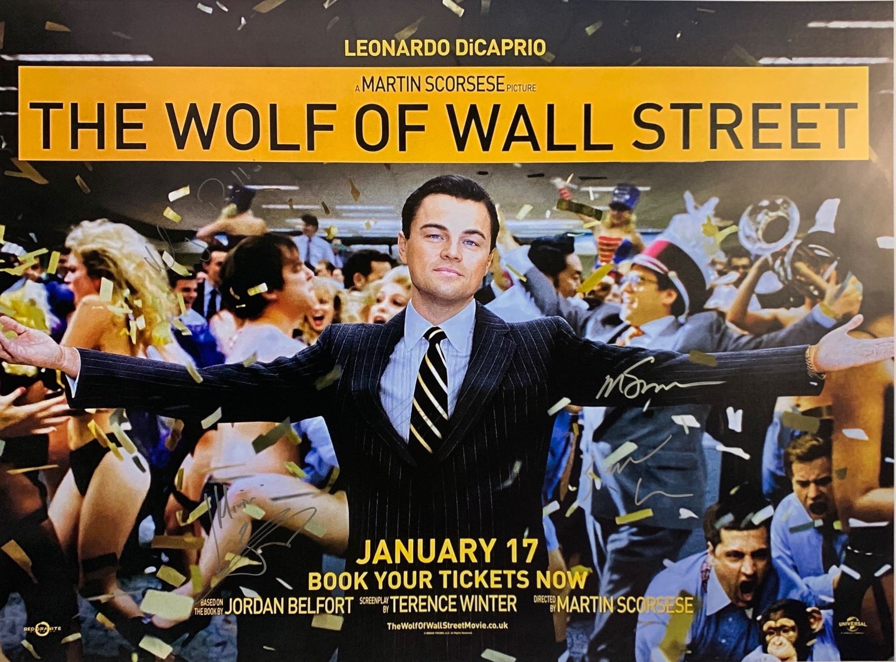 Leonardo DiCarpio Autograph Signed Walf of Wall Street Poster