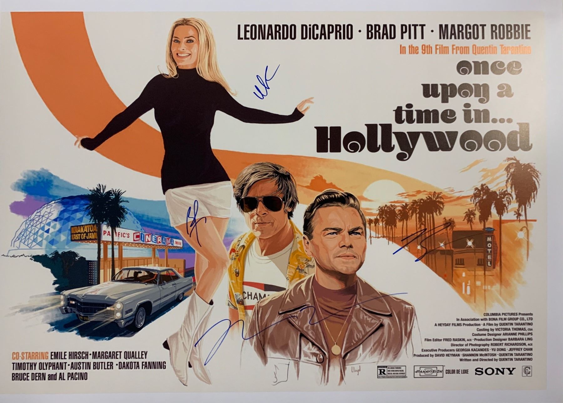 Autograph Signed Once Upon a Time in Hollywood Poster