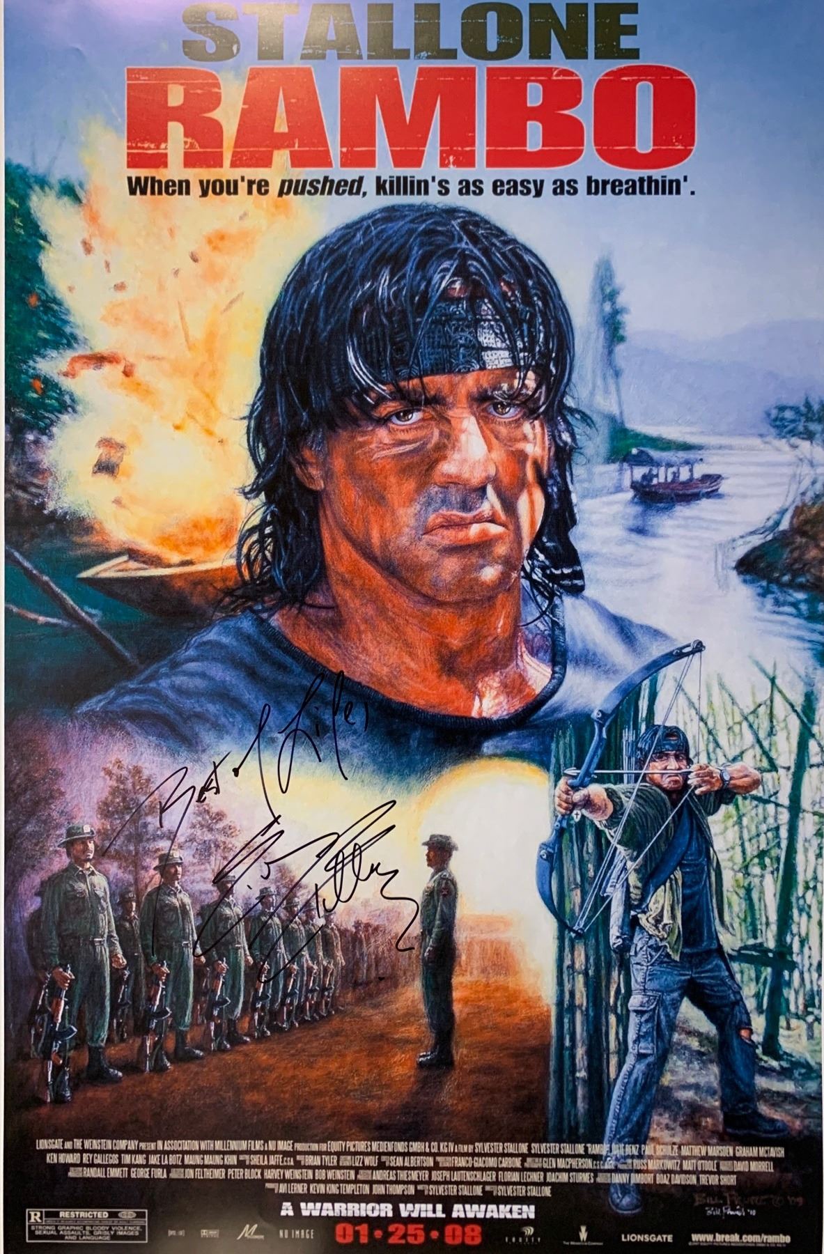 Autograph Signed Rambo Poster