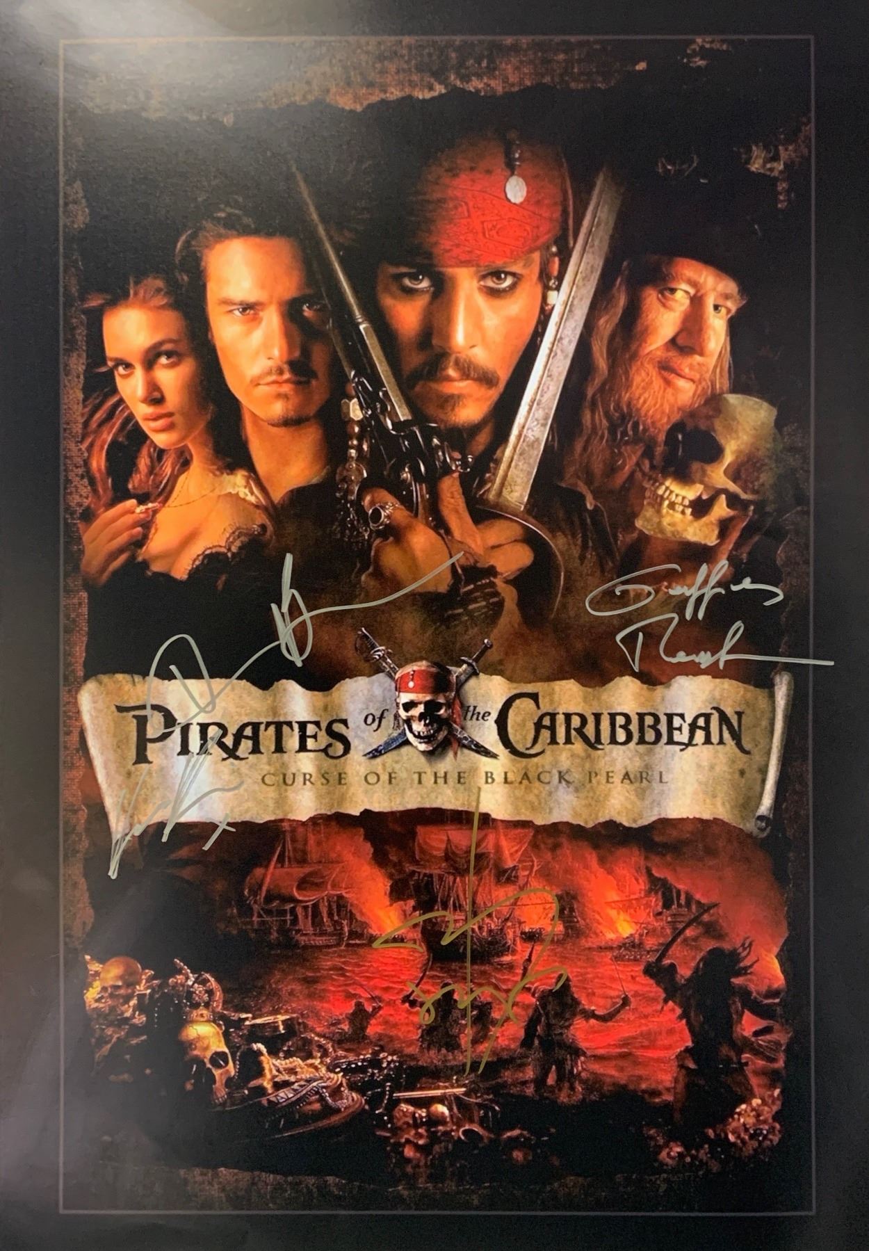 Autograph Signed Pirates of the Caribbean Poster