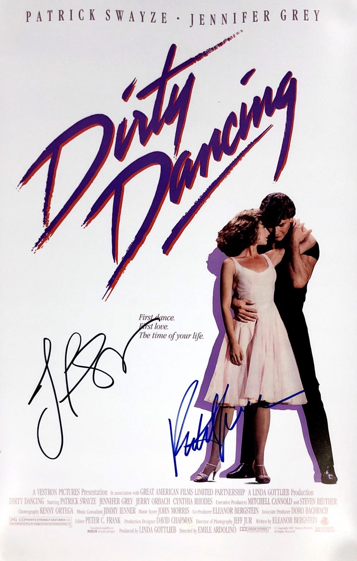 Patrick Swayze Jennifer Grey Autograph Signed Dirty Dancing Poster