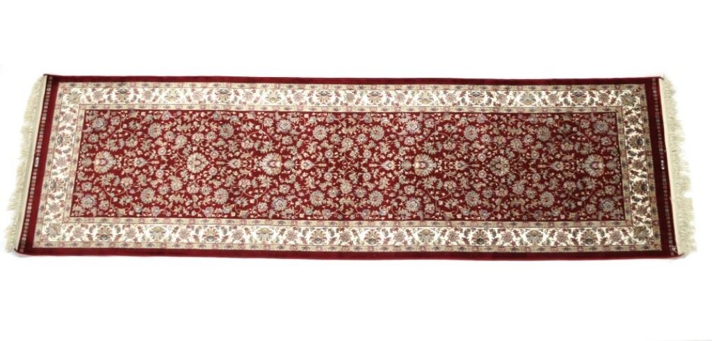 Mid 1900's Hereke Turkish Fine Silk Runner Rug