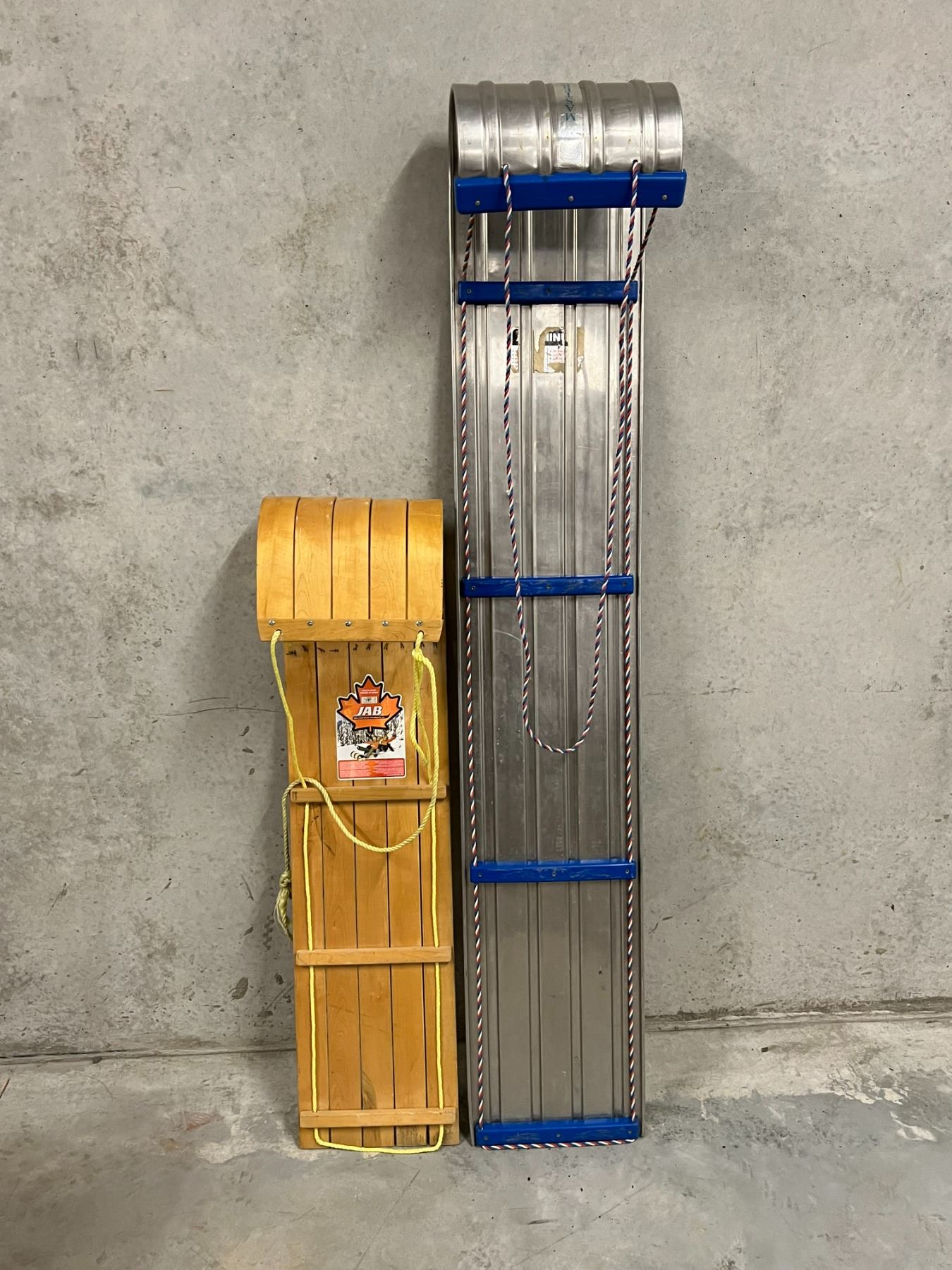 Aluminum and Wood Toboggans / Sleds (larger approx 6 feet)