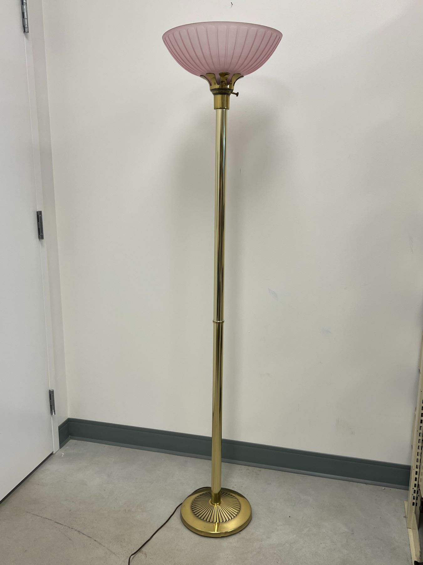 Brass Tri-Light Floor Lamp With Frosted Glass Shade - Working Approx ...