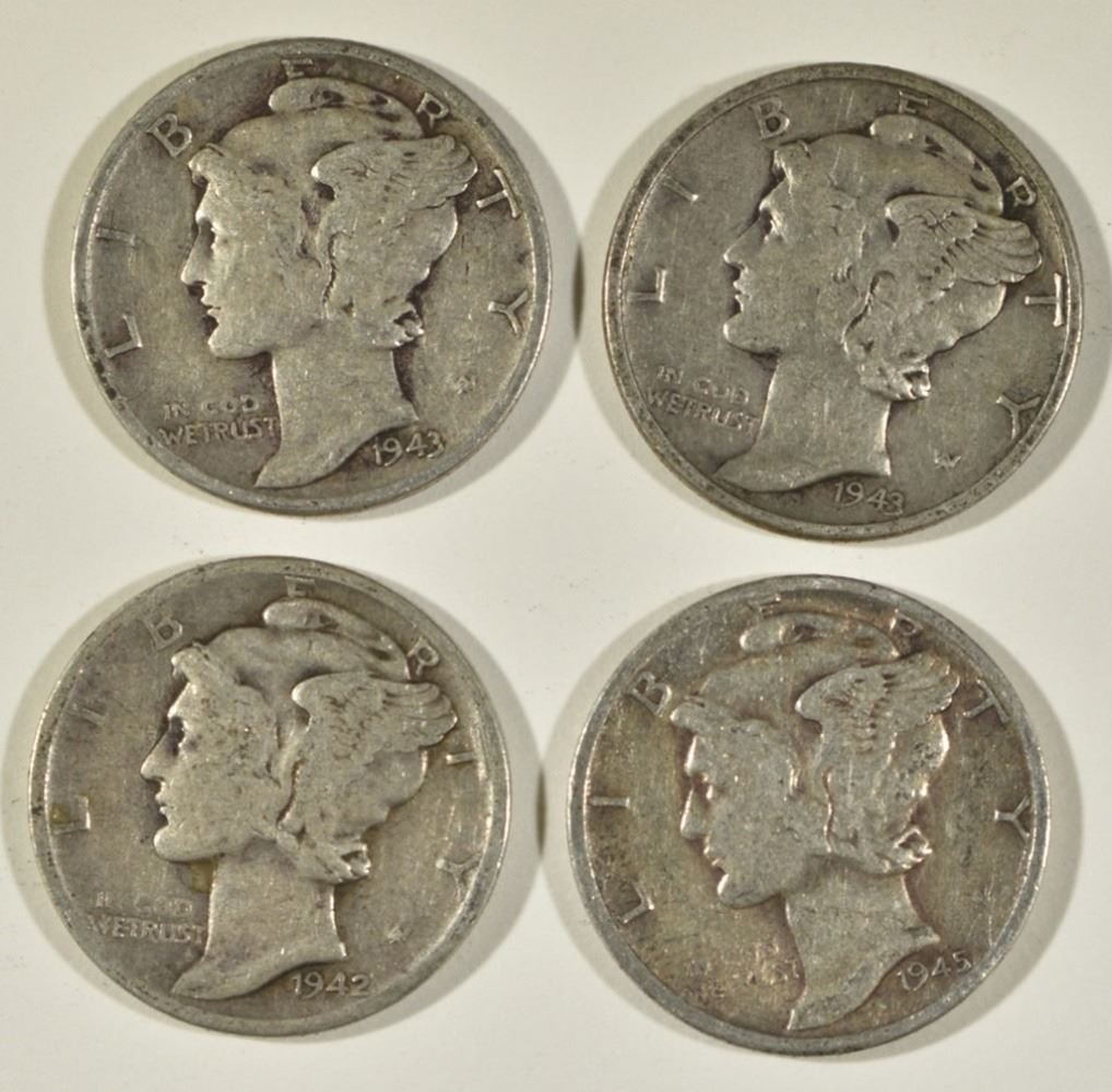 50-CIRC MIXED DATE MERCURY DIMES