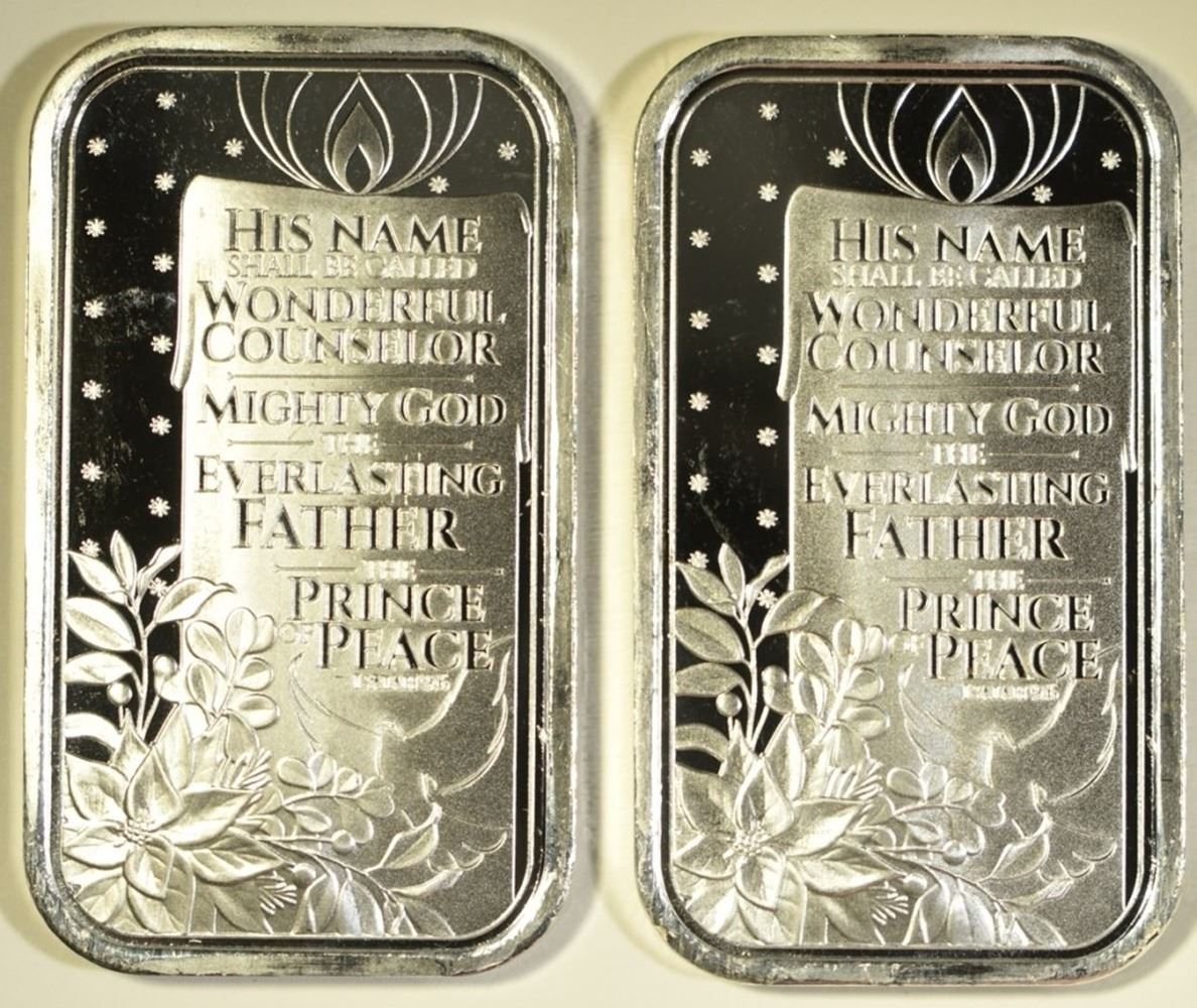 (2) 2022 PRINCE OF PEACE 1OZ .999 SILVER BAR