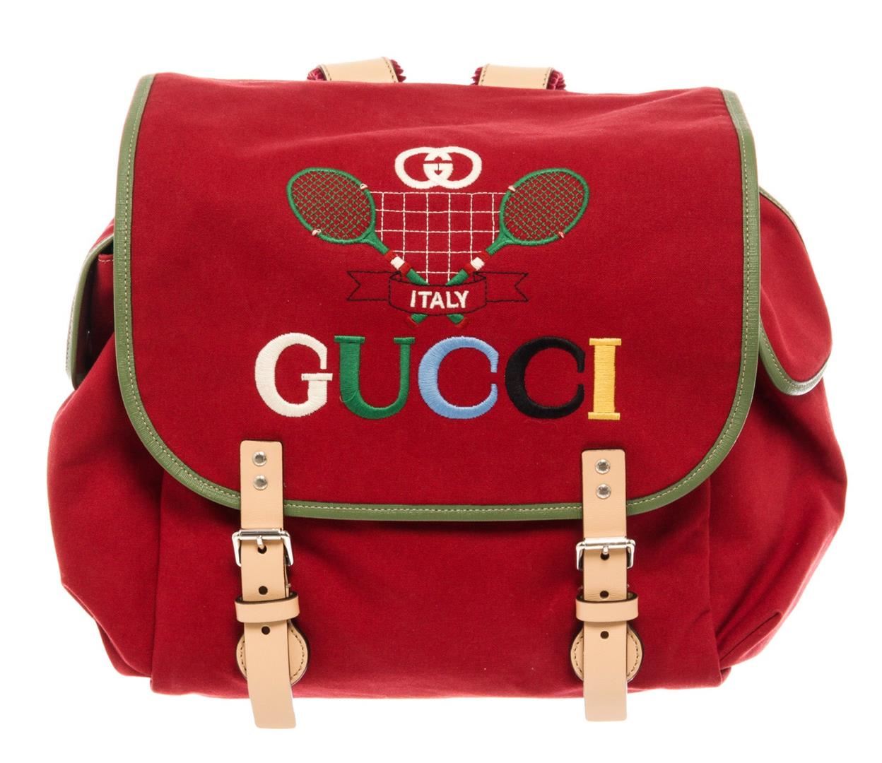 Gucci Red GG Embroidered Canvas Tennis Backpack