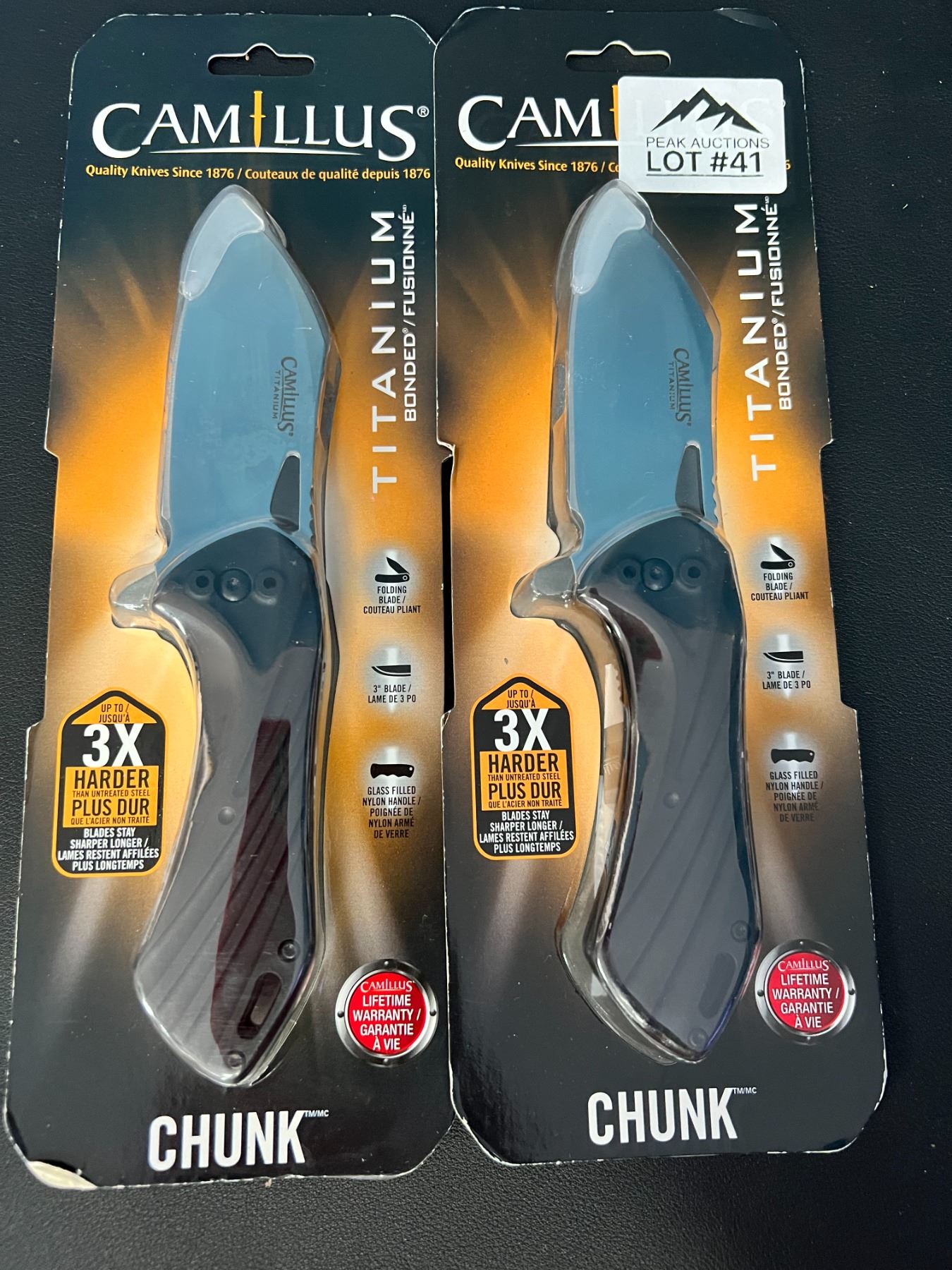 *NEW* Lot of 2 Camillus Chunk Titanium Bonded Folding Knives - 7.25inch