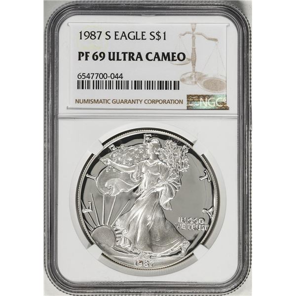 1987-S $1 Proof American Silver Eagle Coin NGC PF69 Ultra Cameo