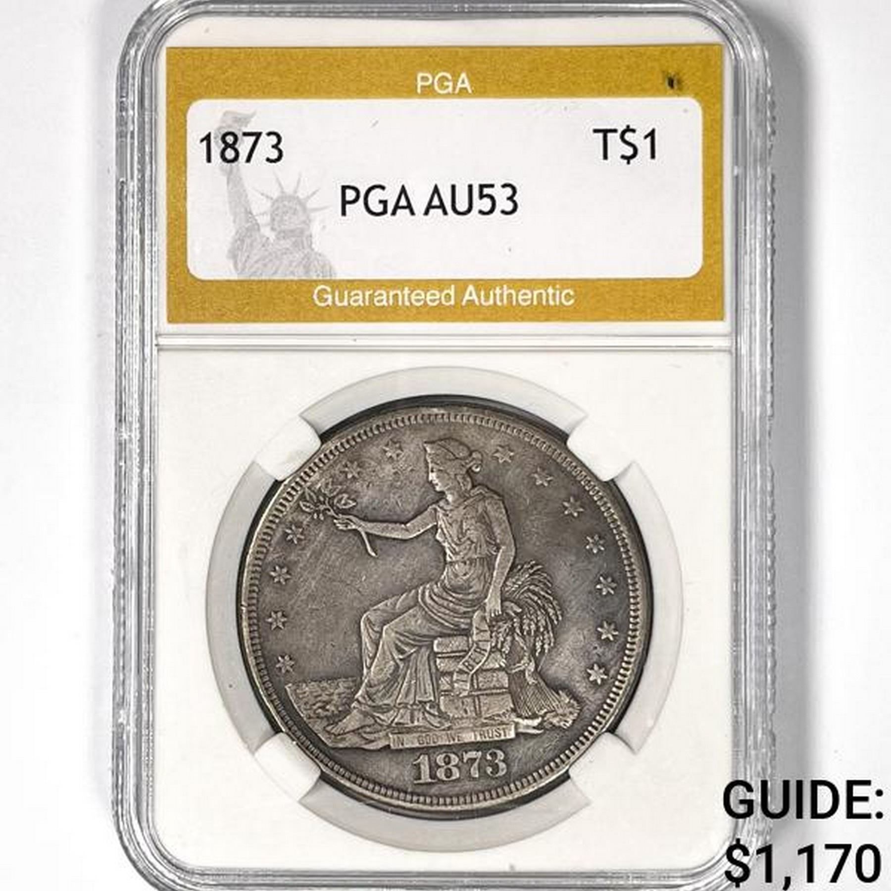 1873 Silver Trade Dollar PGA - AU53