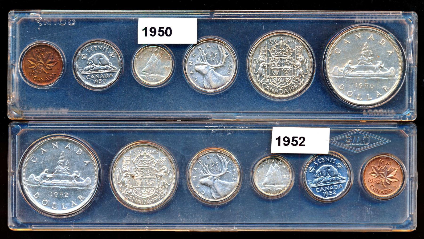 CANADA Year Sets 1950-1952 in Plastic Holders