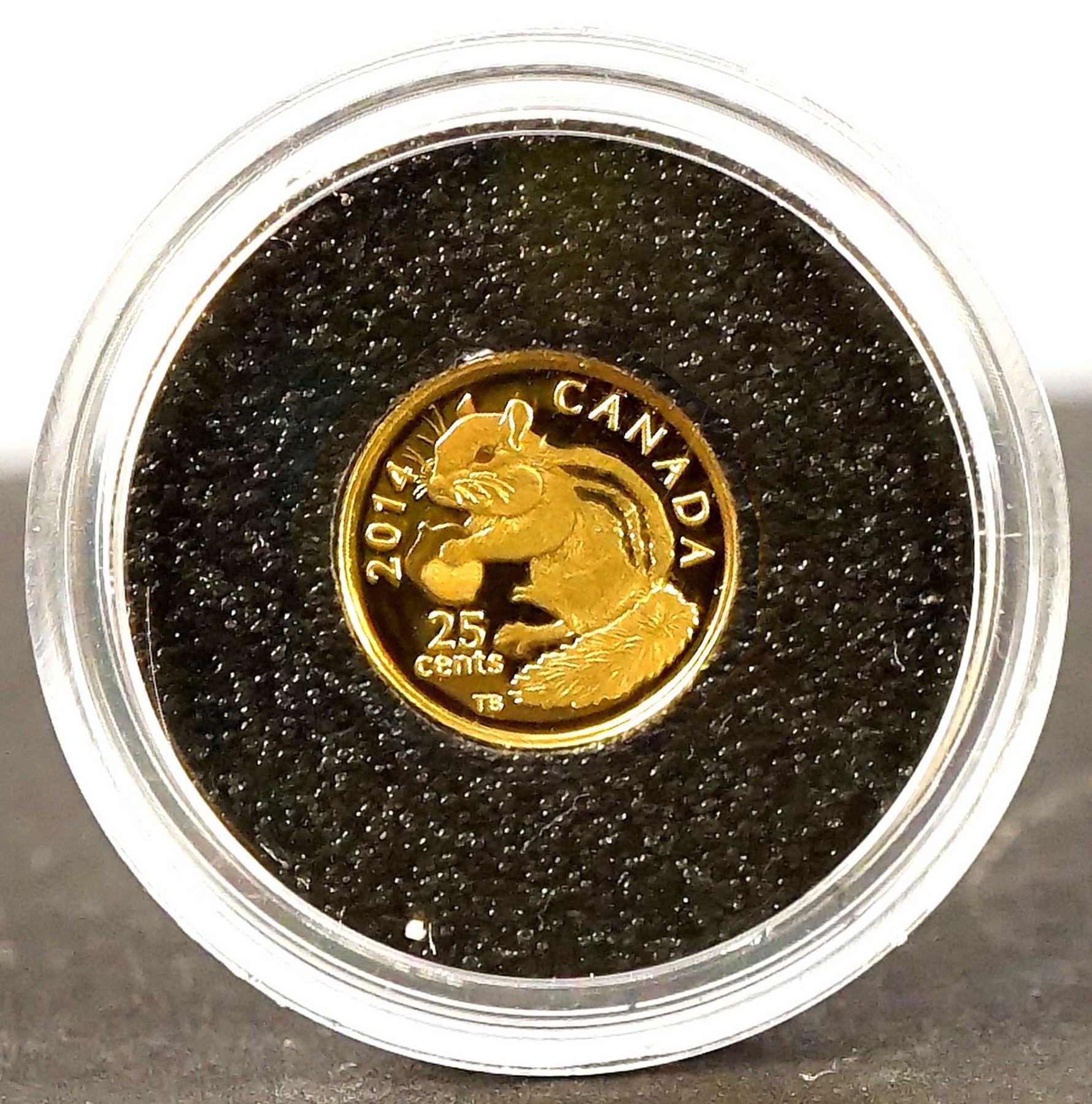 CANADA 25 Cents Gold 2014 Chipmunk Coin Proof