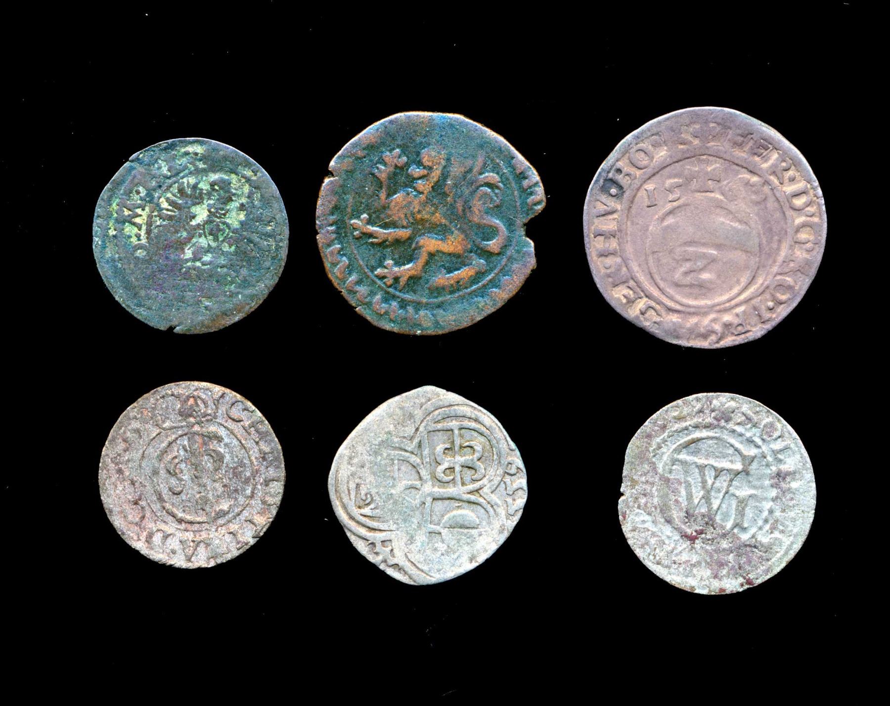 EUROPE 1545-1648. A Lot of 6 Billion/Copper Coins Very Good-Very Fine