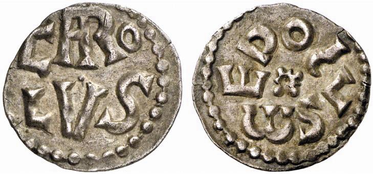 COINS OF THE CAROLINGIAN PERIOD. CHARLEMAGNE, 768-814. Denarius, Melle ...