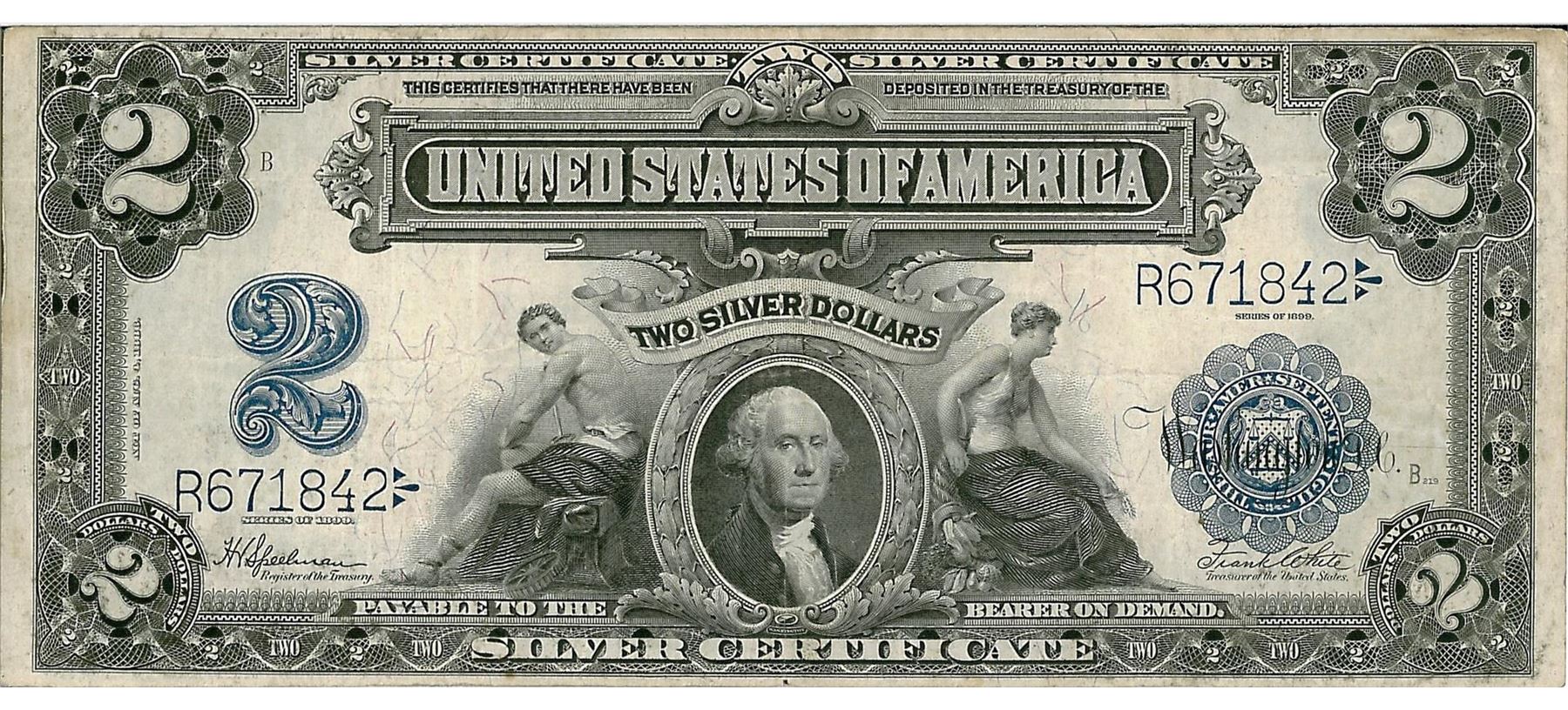 1899 $2 Silver Certificate Bank Note