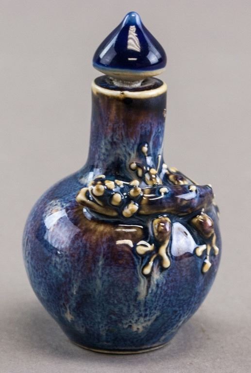 Chinese Snuff Bottle Jun Yao Glazed Chilong