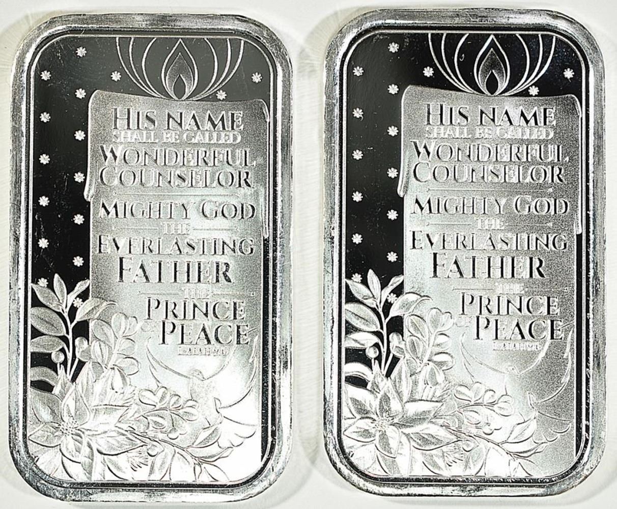 (2) 2022 PRINCE OF PEACE 1OZ .999 SILVER BAR