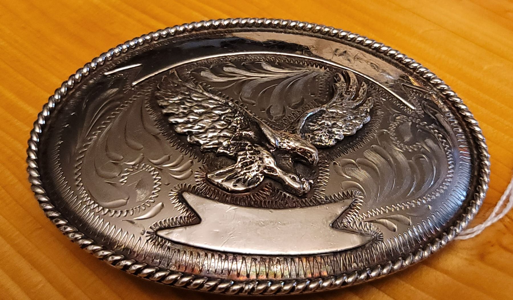 Vintage Alpaca Mexican Silver Belt Buckle with Eagle Design
