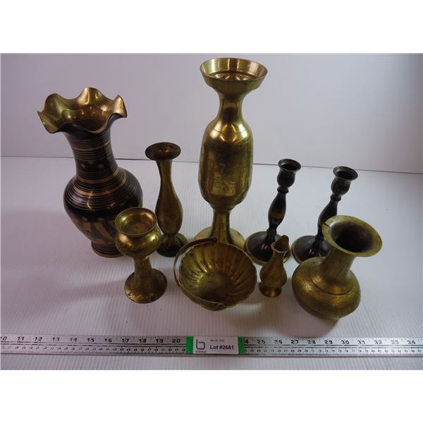 9 Assorted Brass Pieces Bodnarus Auctioneering