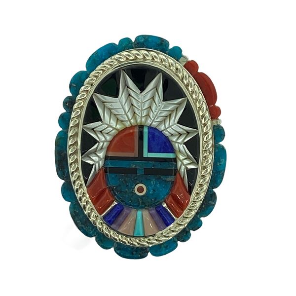 Wilbert Manning Jr (Navajo), Sunface Cobblestone Inlay Ring