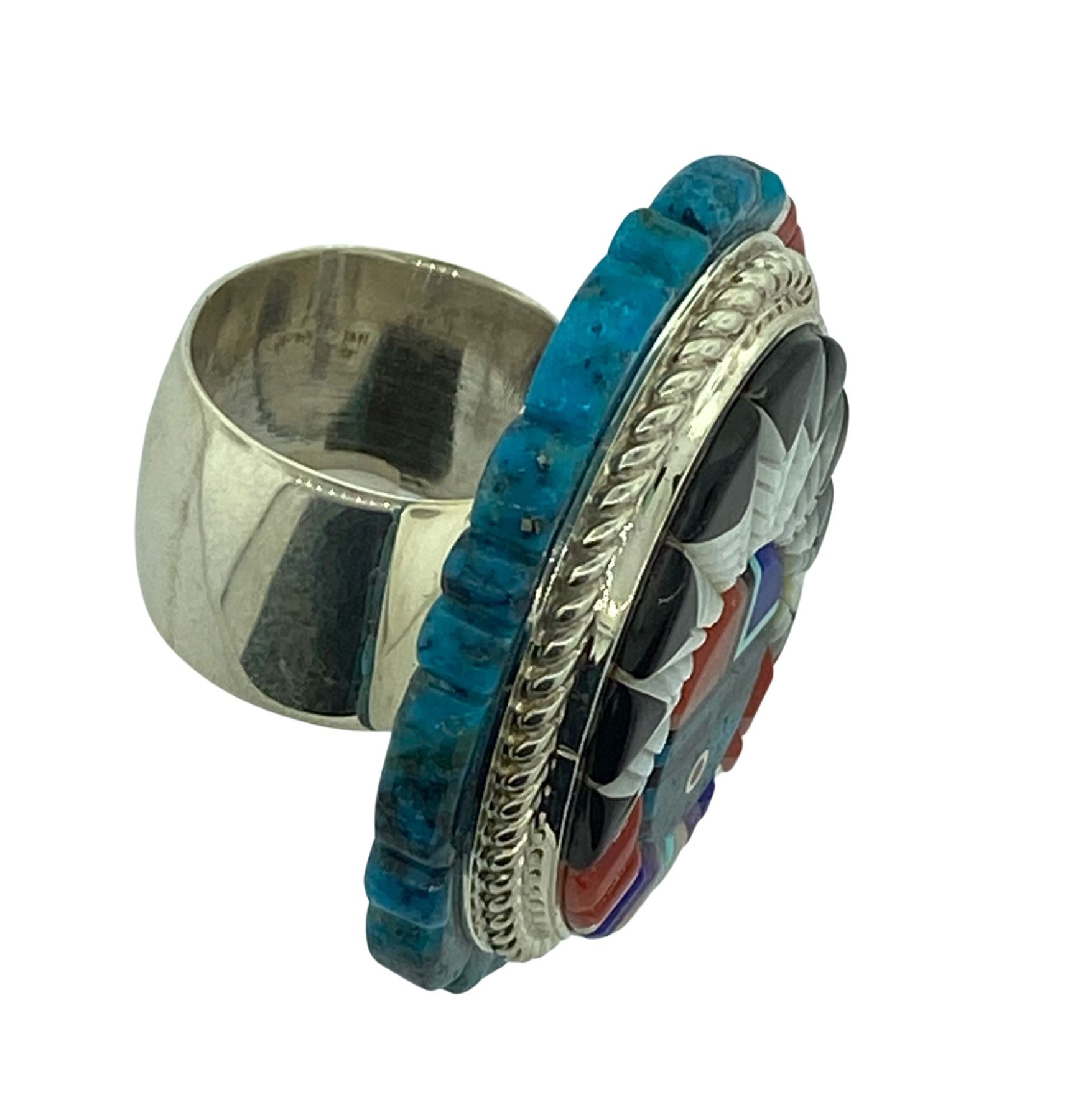 Wilbert Manning Jr (Navajo), Sunface Cobblestone Inlay Ring