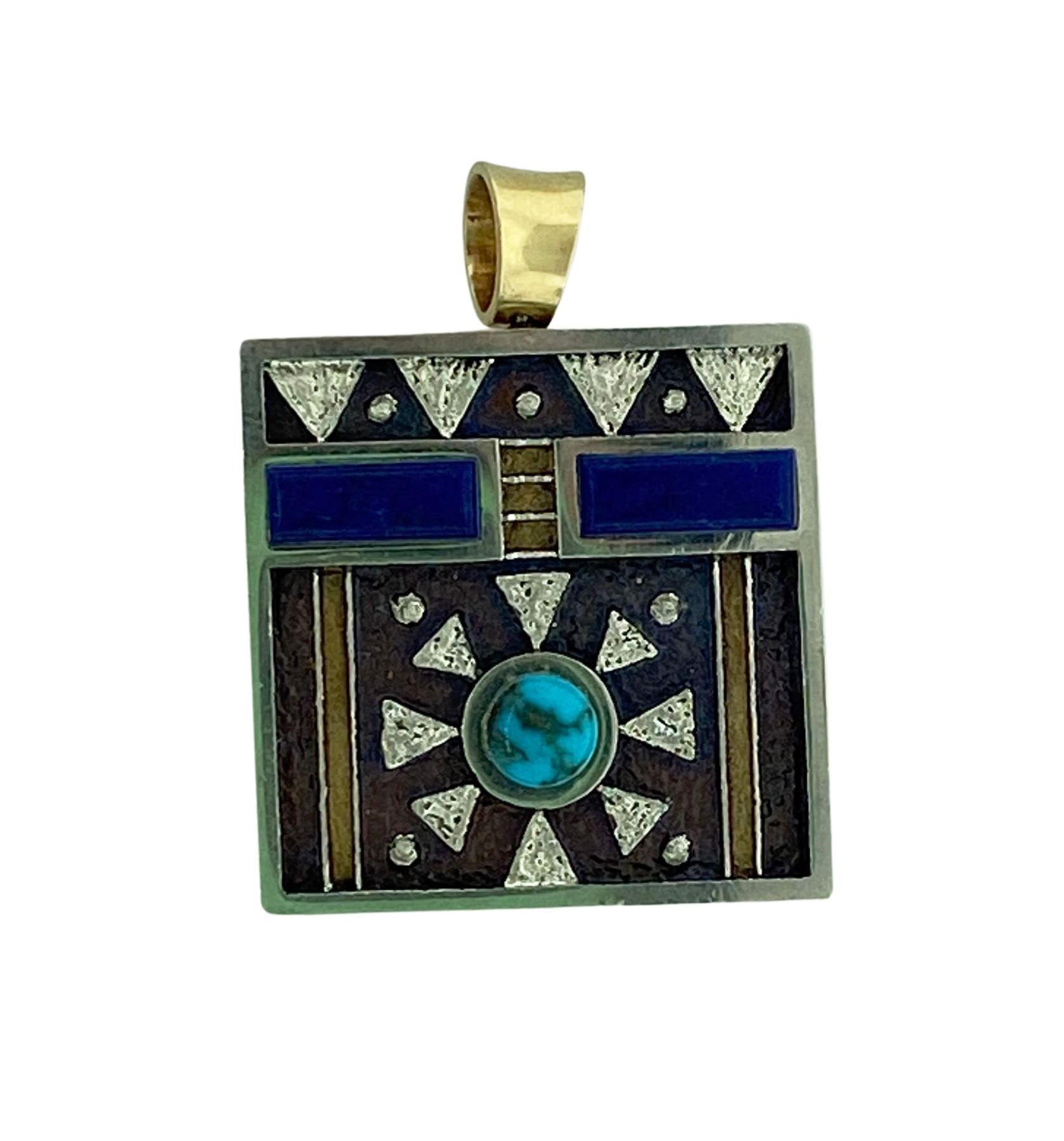 Ric Charlie (Navajo), YEI Pendant (Navajo Basket Design) (Reversible)