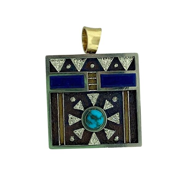Ric Charlie (Navajo), YEI Pendant (Navajo Basket Design) (Reversible)