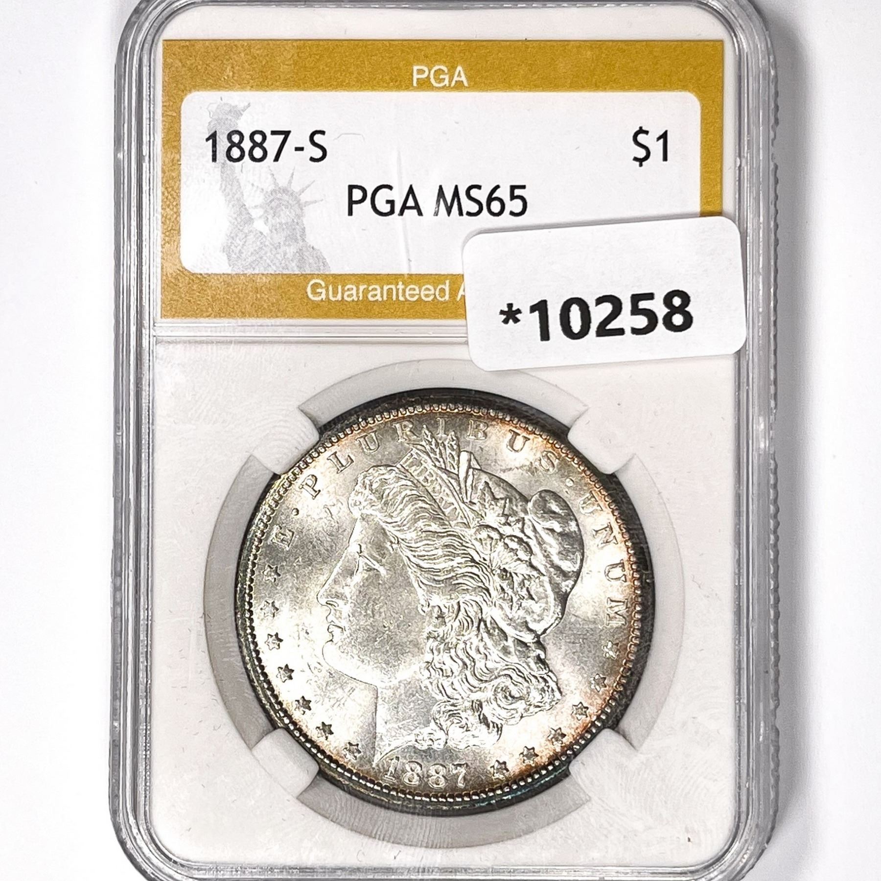 1887-S Morgan Silver Dollar PGA-MS65
