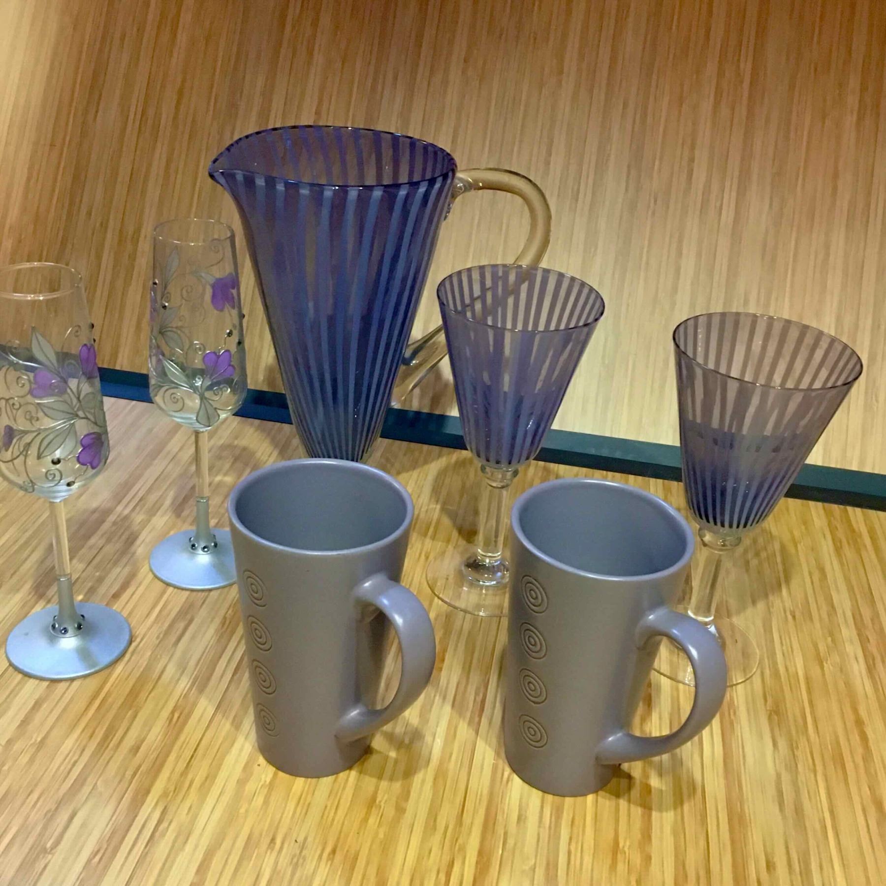 Vintage Murano Venini Pitcher with glasses and more