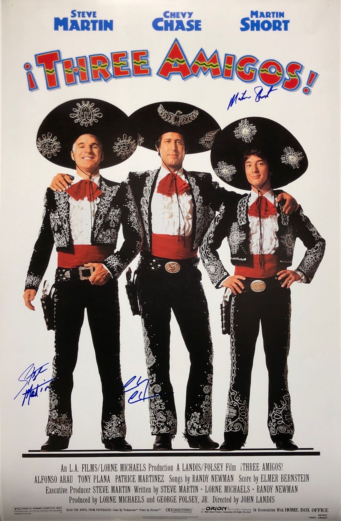 Signed 3 Amigos Poster Steve Martin Chevy Chase