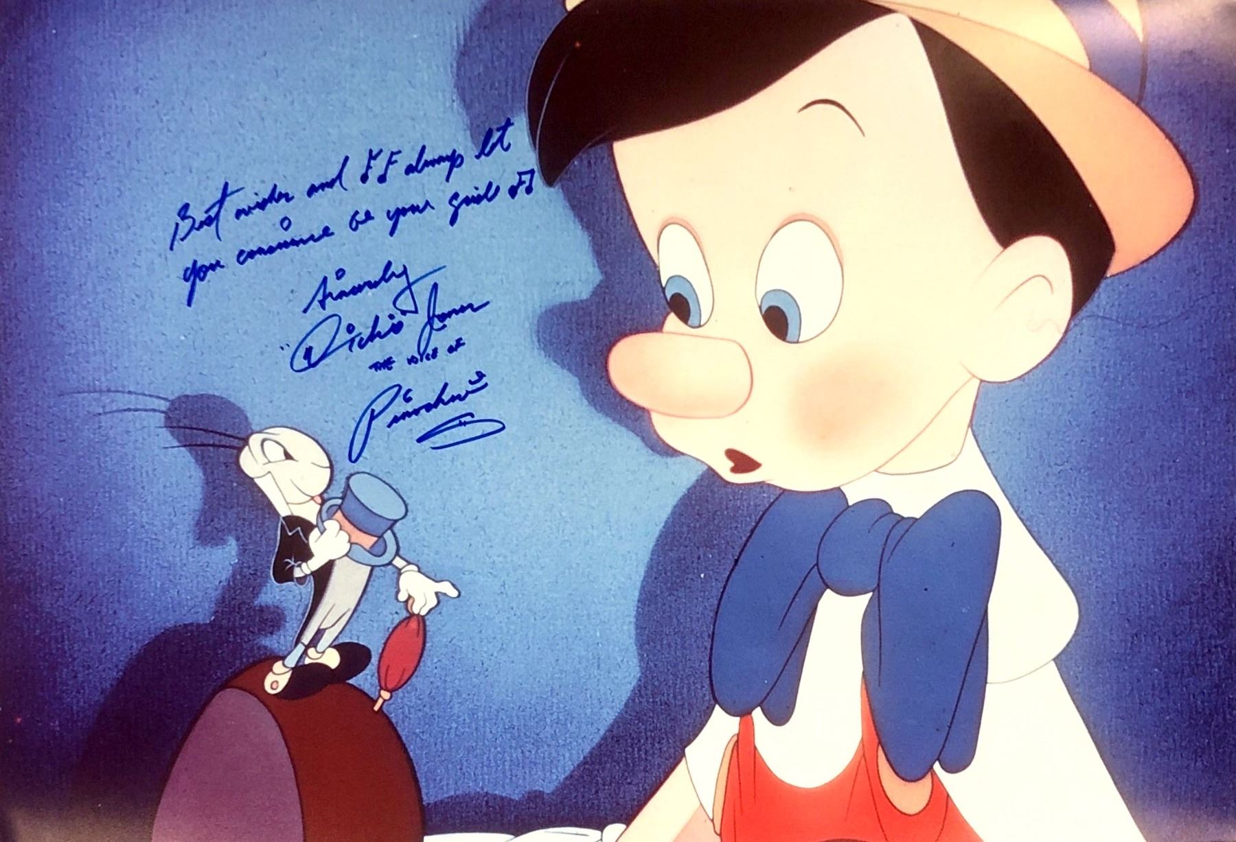 Dickie Jones Autograph Signed Pinocchio Poster