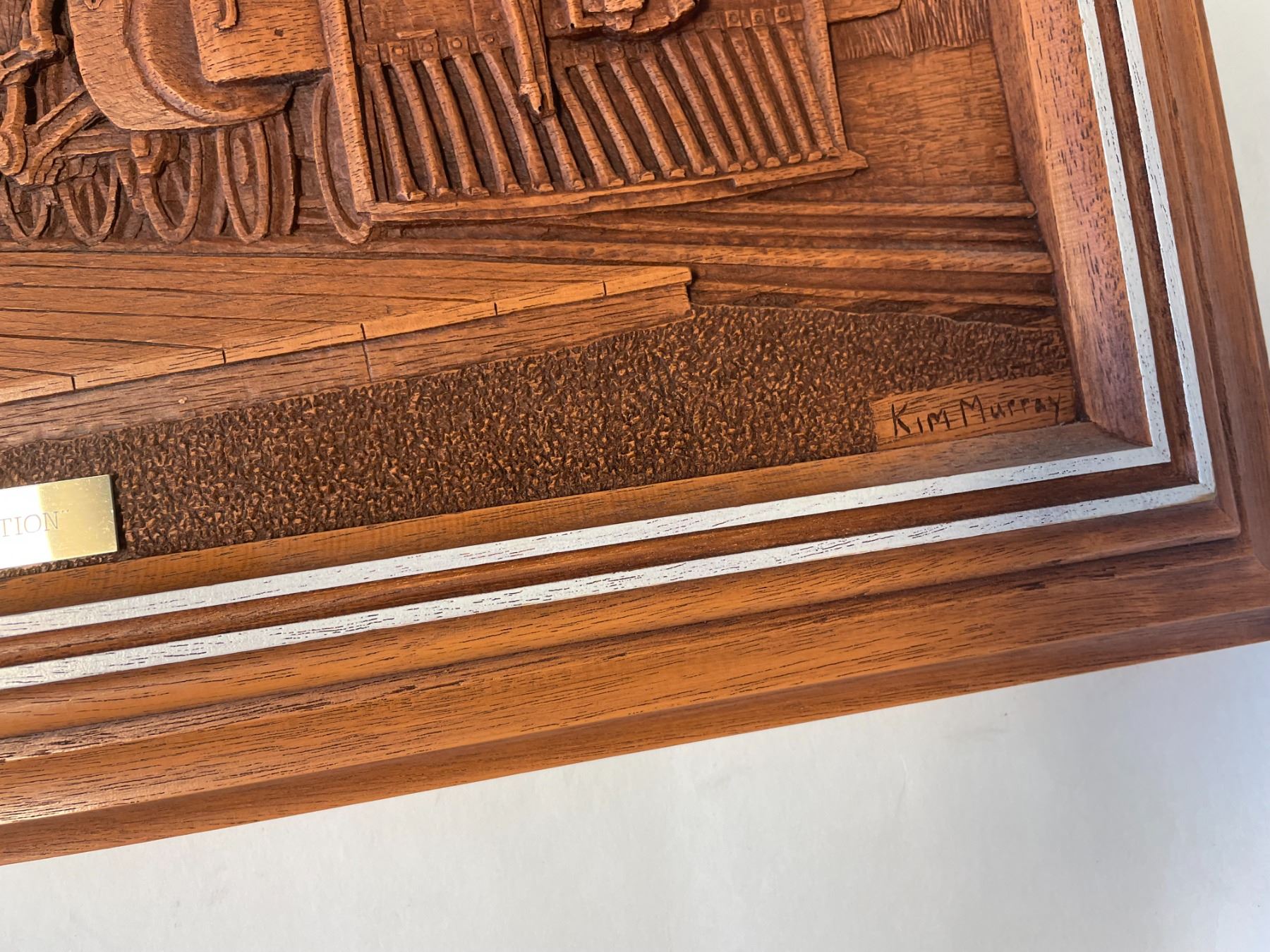 Relief Wood Carving Artist Kim Murray "At the Station"