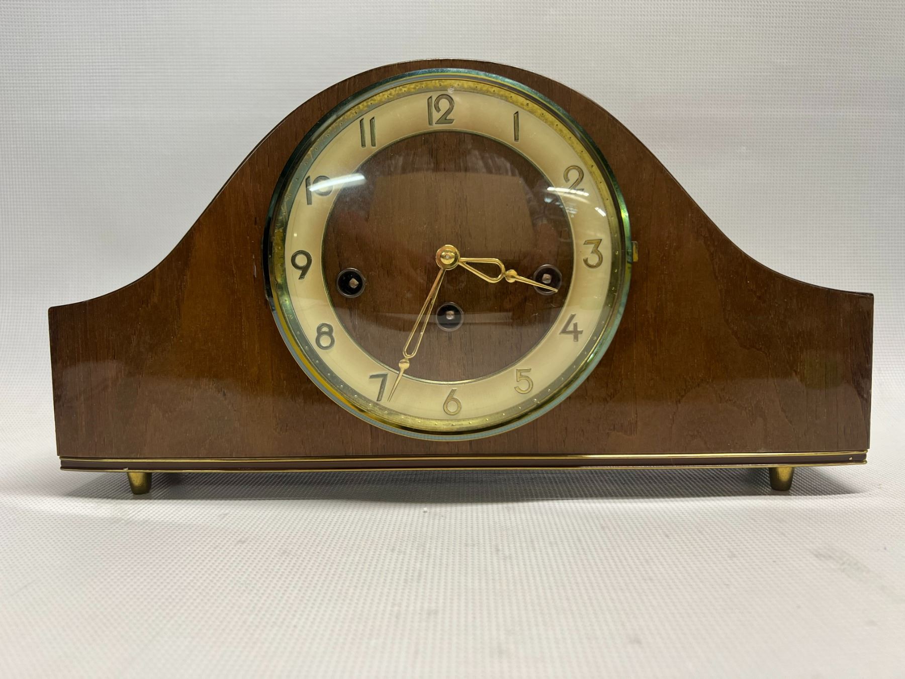 Vintage German Key Wind Chime Mantle Clock w/key - Approx: 13.75"W 7.25"T