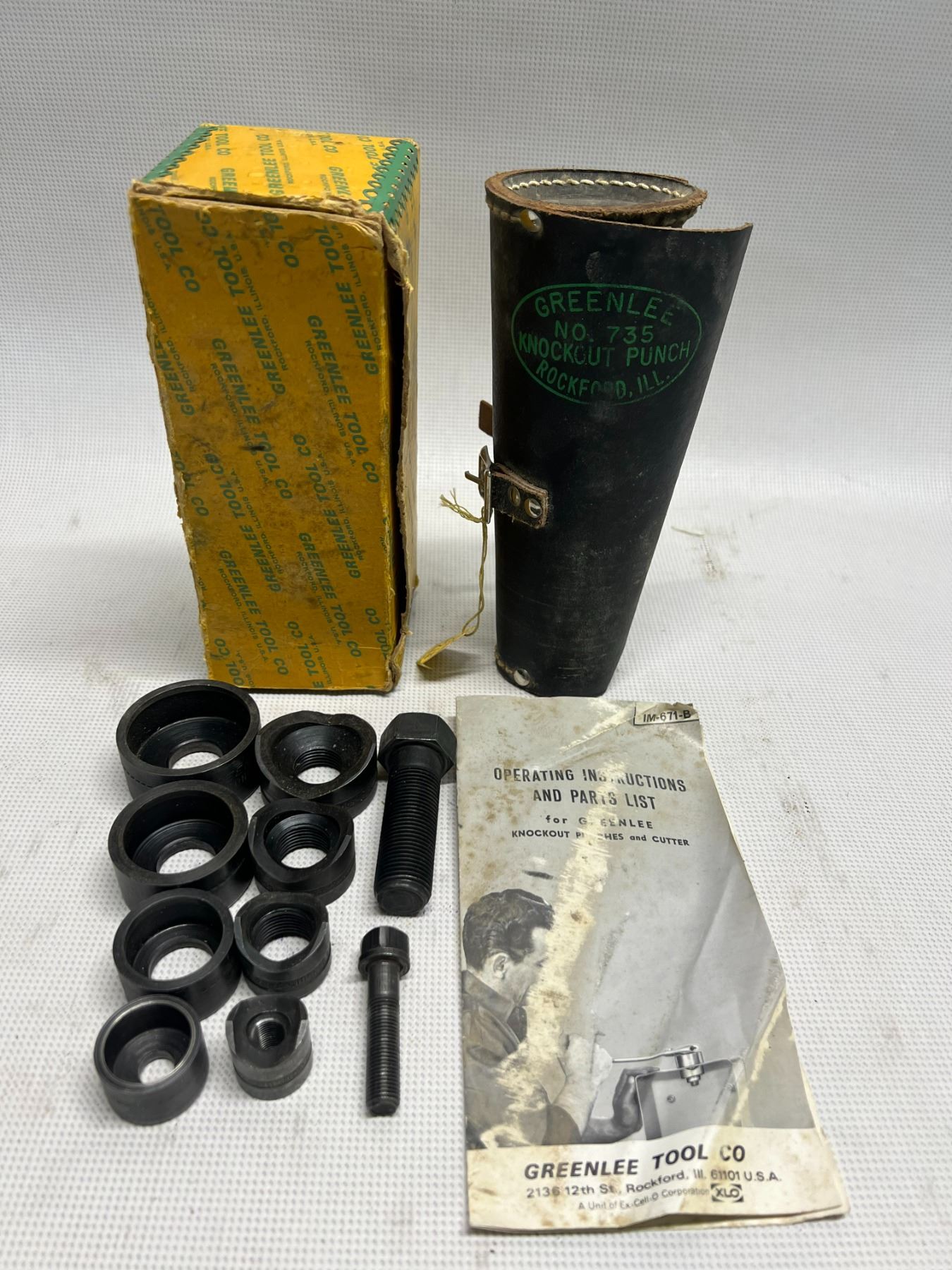 Vintage Greenlee No. 735 Knockout Punch Set (looks complete w/pouch,box ...