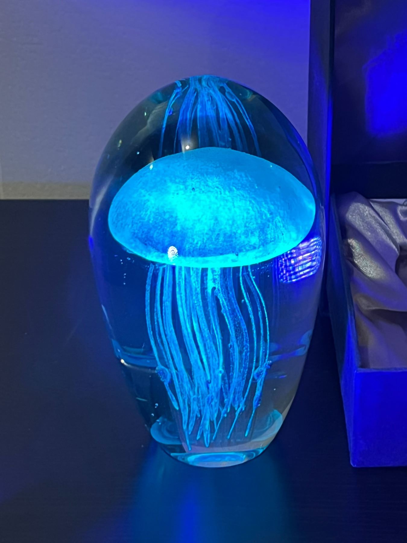 6" Art Glass Paperweight - UV reactive (glows under black light shown ...