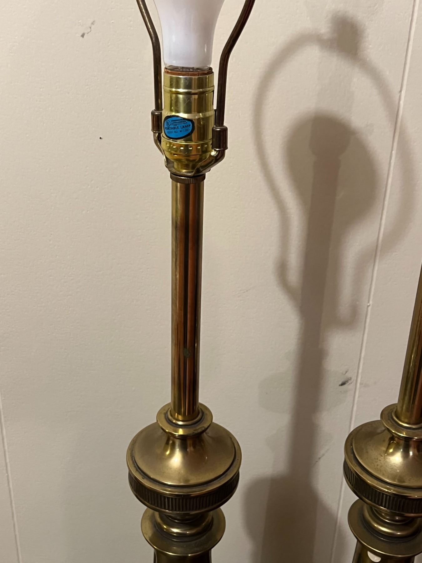 STIFFEL - Pair Mid Century Brass Tri-Light Lamps