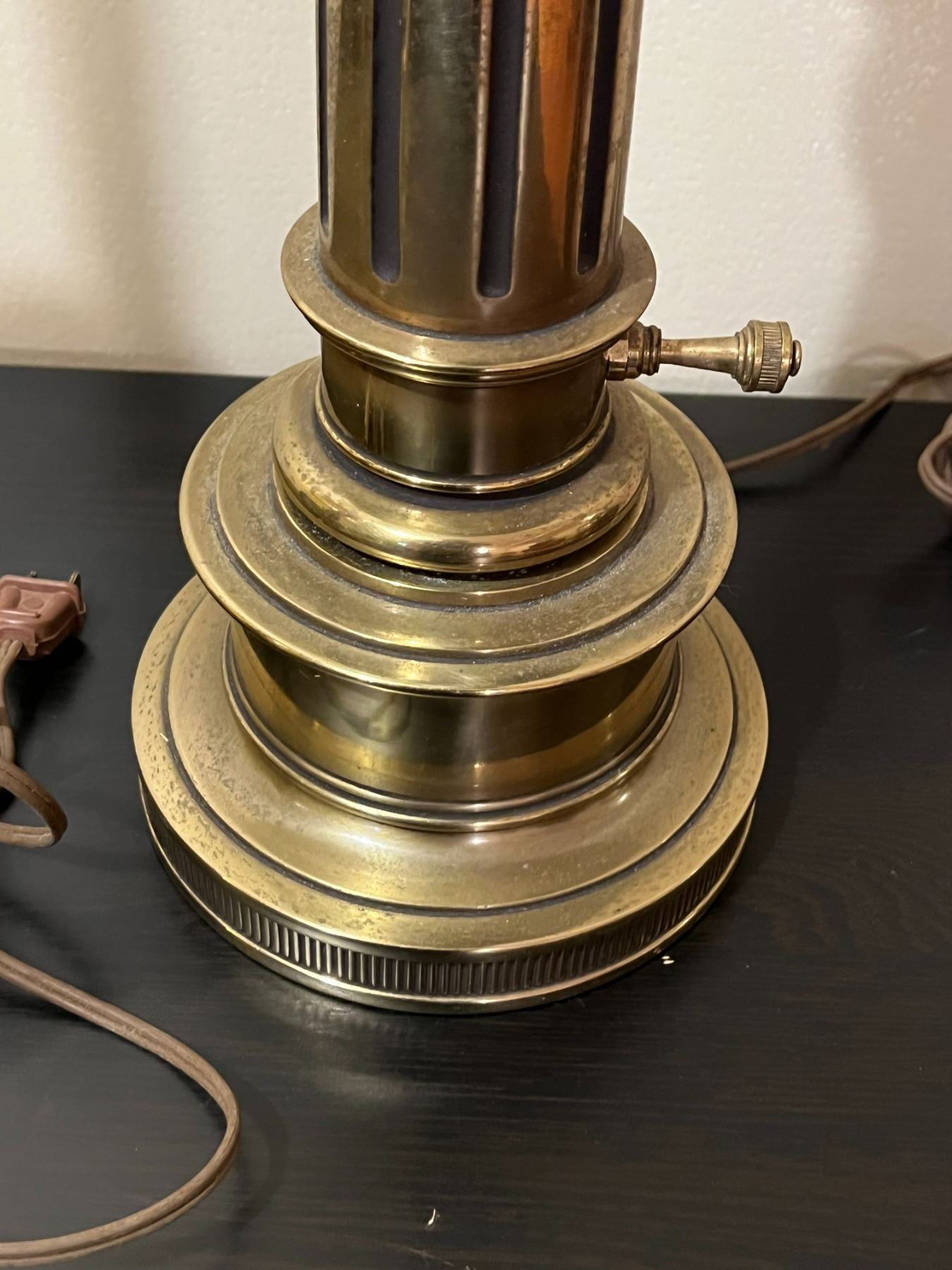 STIFFEL - Pair Mid Century Brass Tri-Light Lamps