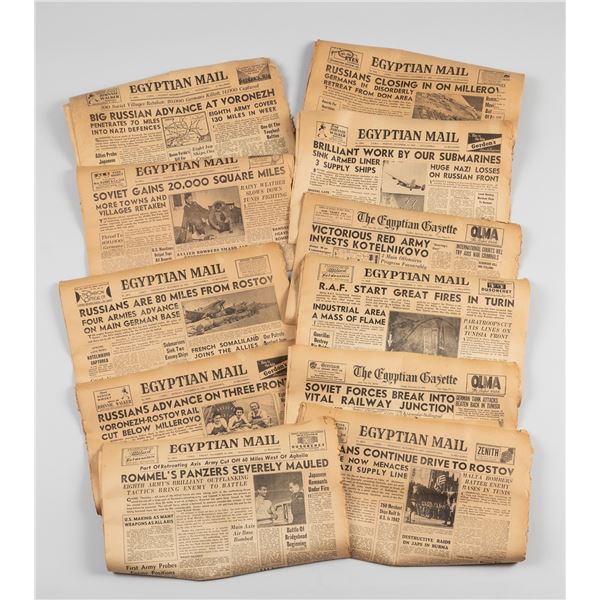 11 WWII EGYPTIAN MAIL NEWSPAPERS
