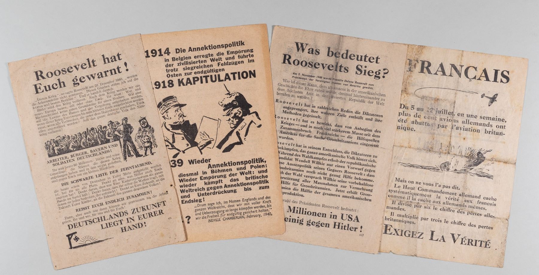 4 ALLIED ANTI-NAZI PROPAGANDA FLYERS
