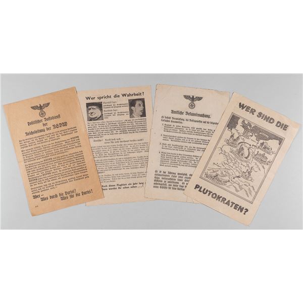 4 ALLIED ANTI-NAZI PROPAGANDA FLYERS