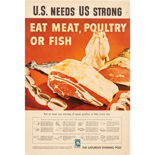 WWII U.S. NEEDS US STRONG FOOD POSTER