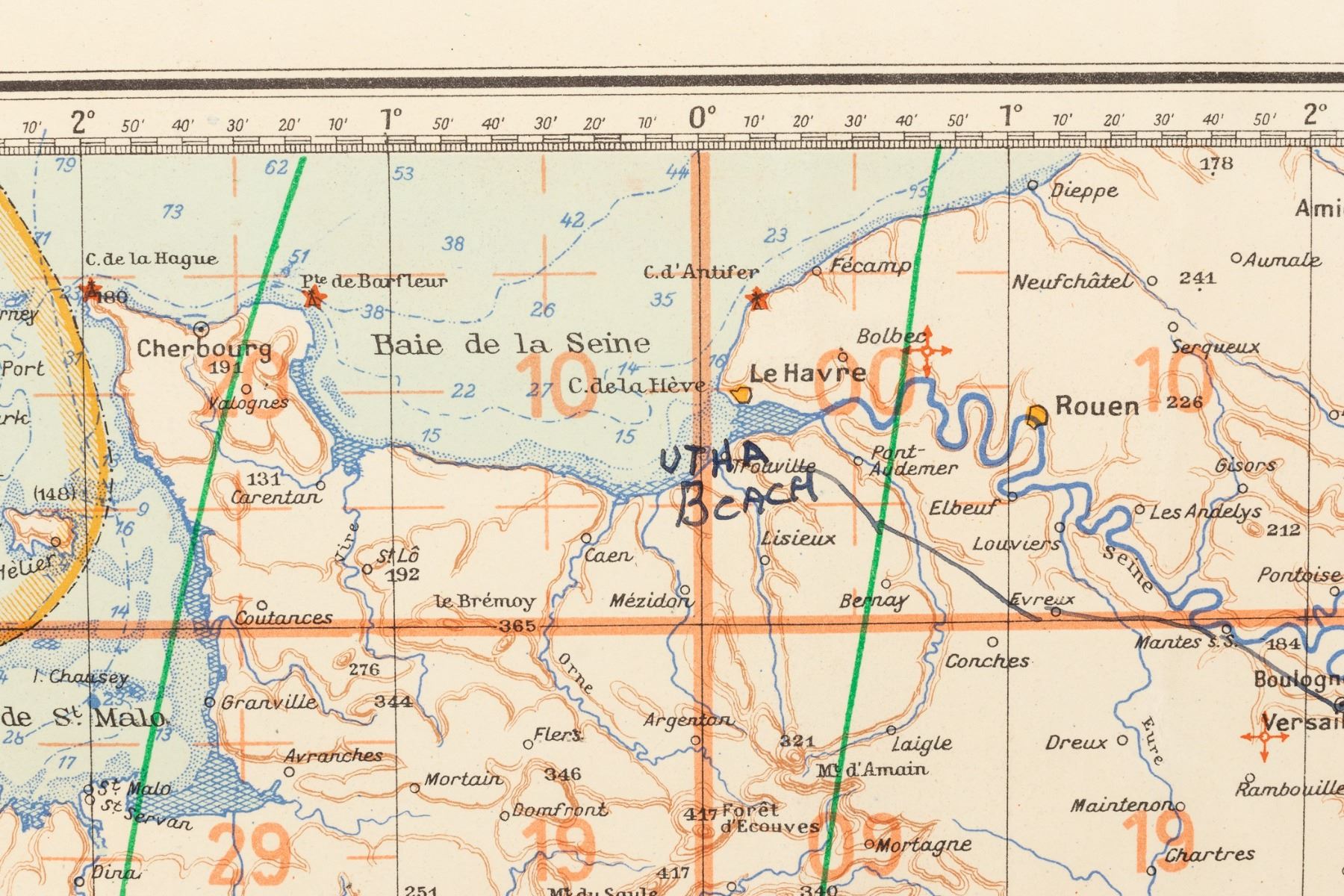 GERMAN WWII LUFTWAFFE NAVIGATION MAP