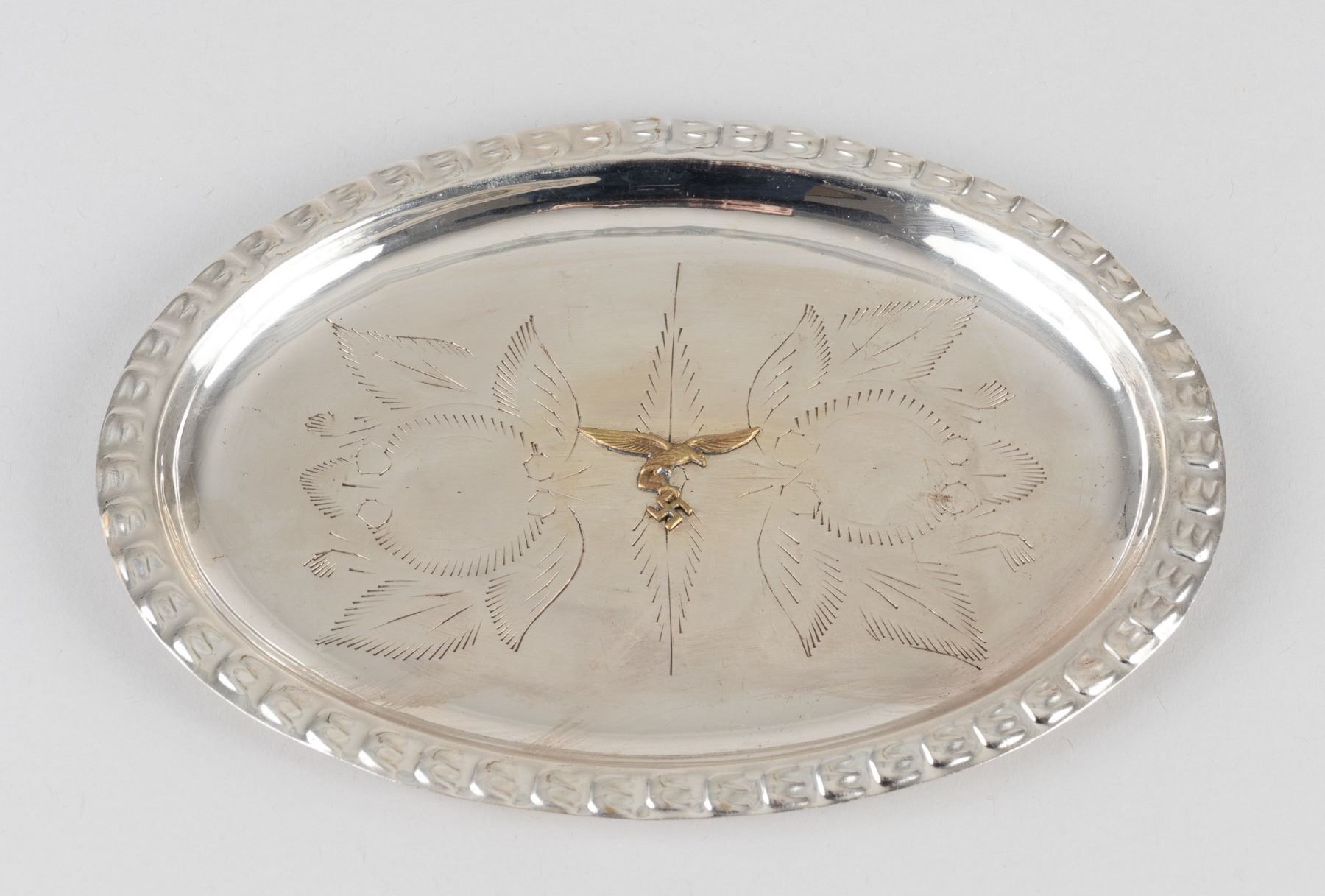 SIX GERMAN LUFTWAFFE SCHNAPPS CUPS W/ TRAY