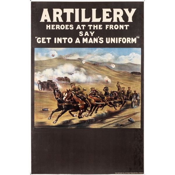CANADIAN WWI ARTILLERY HEROES RECRUITING POSTER