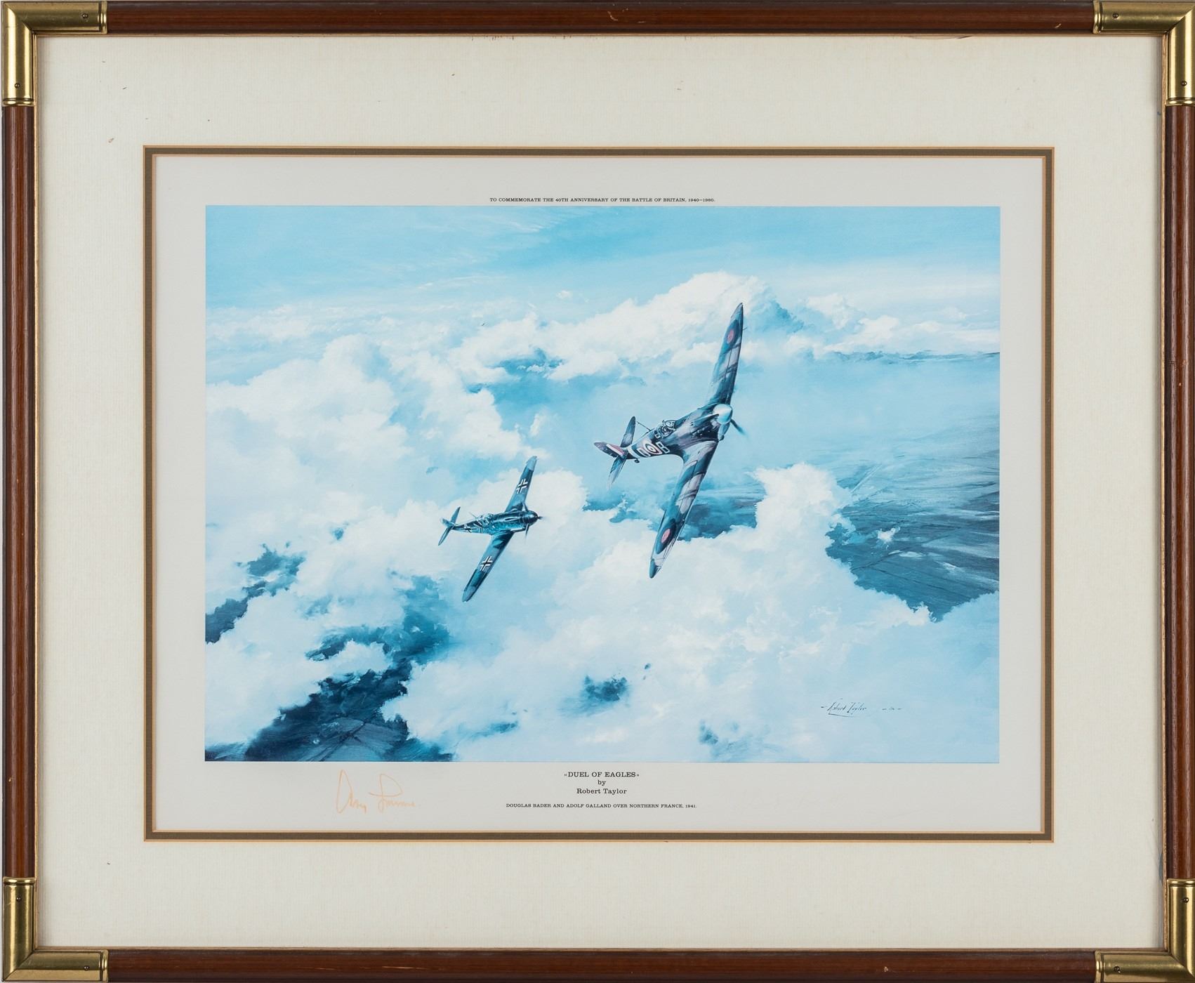DUEL OF THE EAGLES - ADOLF GALLAND AND DOUGLAS BADER SIGNED PRINT