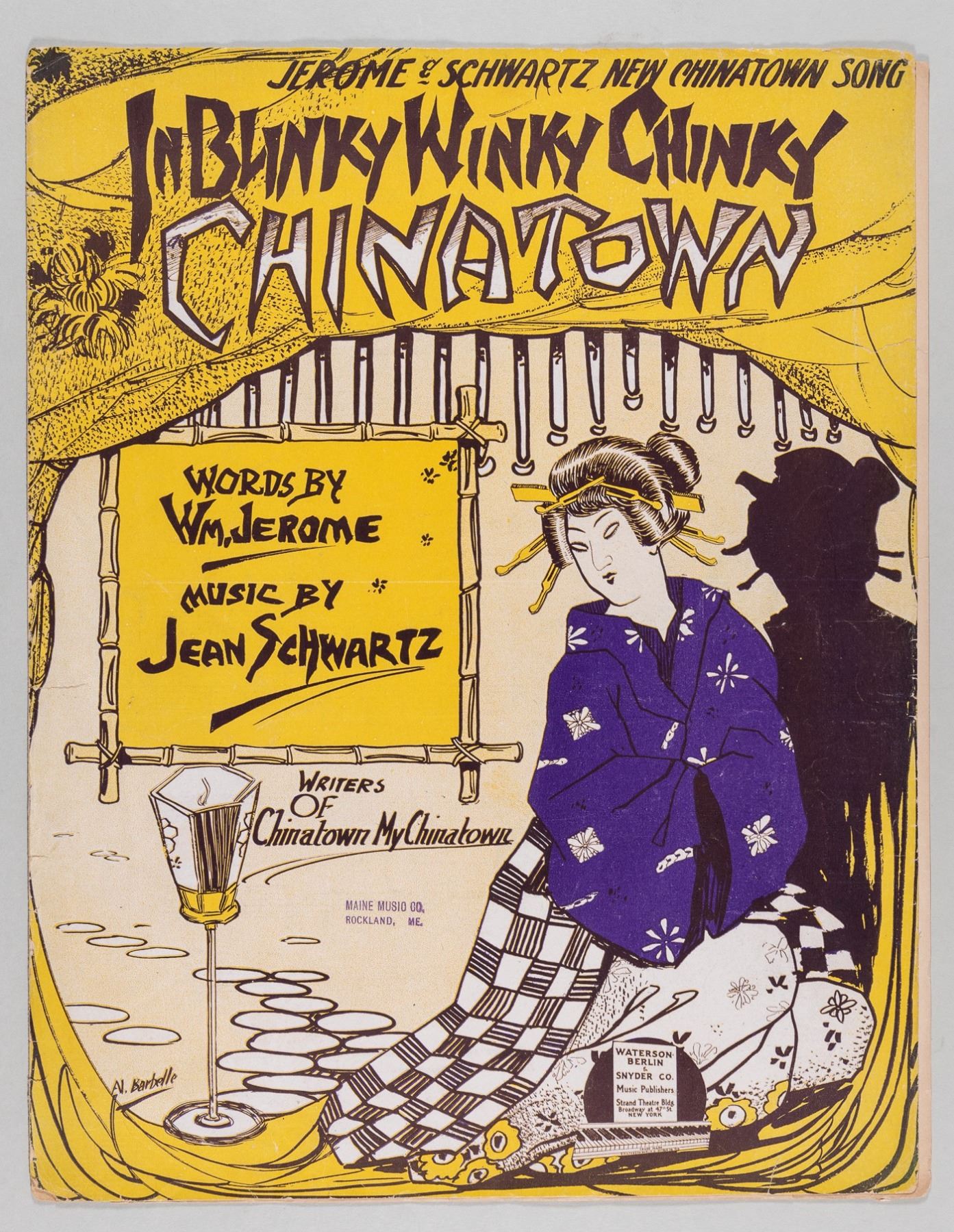 IN BLINKY WINKY CHINKY CHINATOWN SONG SHEET