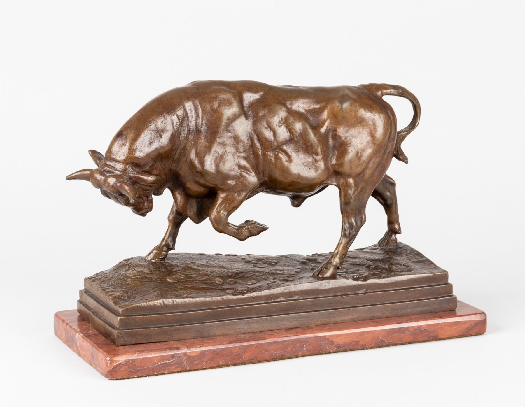 ANTOINE-LOUIS BARYE BRONZE BULL STATUE
